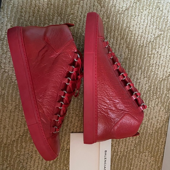 Balenciaga | Shoes | Mens Balenciaga Arena High Shiny Red | Poshmark